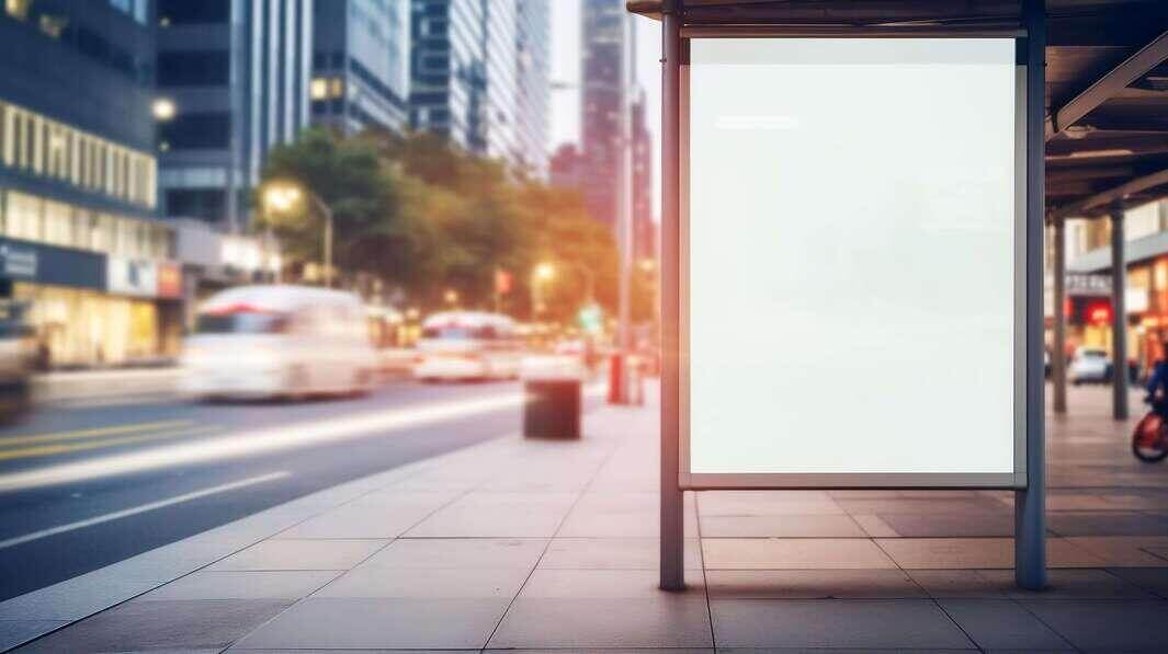 Télécharger Panneau d'affichage vide au milieu d'une rue animée de la ...