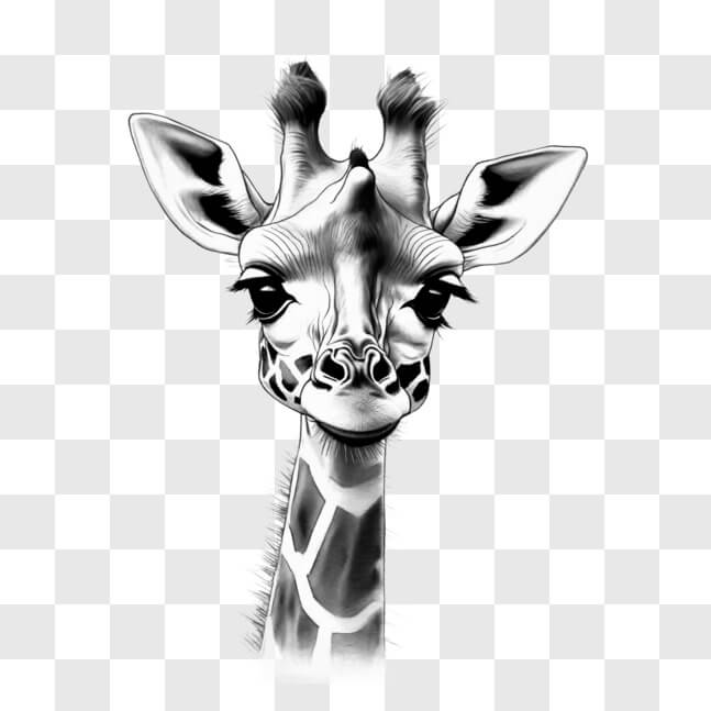Descarga Dibujo de cabeza de jirafa en blanco y negro Bocetos En Línea ...