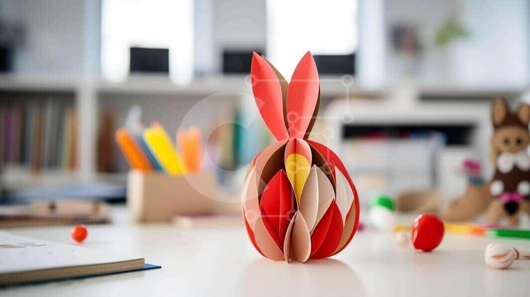 Adorable Paper Bunny Sculpture for Easter Decoration stock photo ...