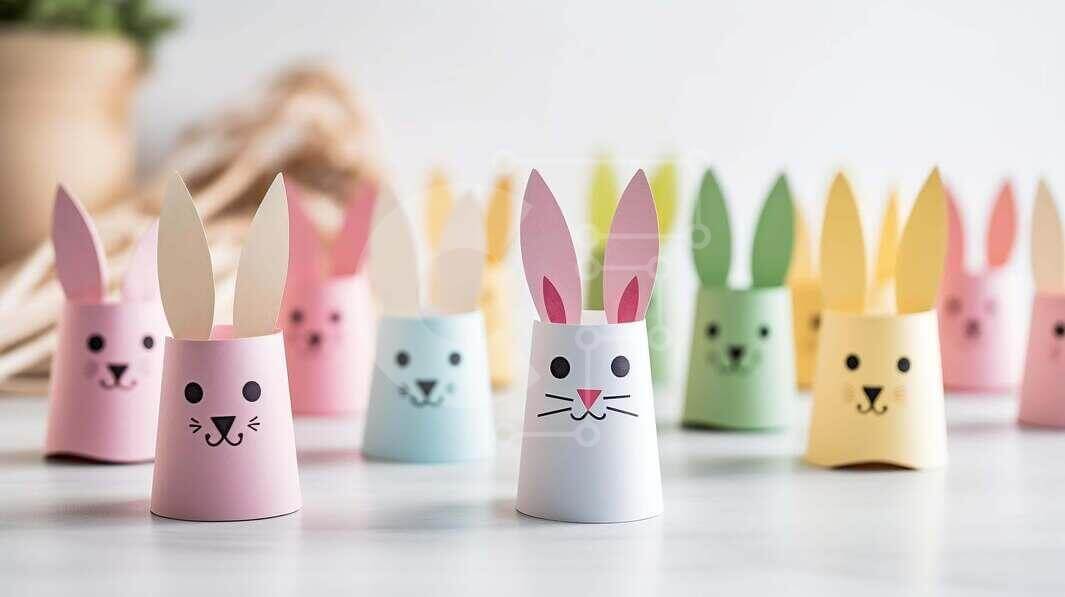 Easter Bunny Paper Cups for DIY Crafts and Decor stock photo | Creative ...