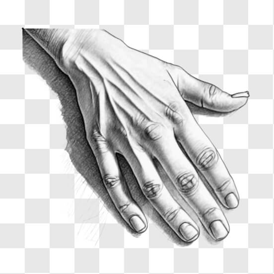 Download Black and White Drawing of Woman's Hand with Long Nails ...