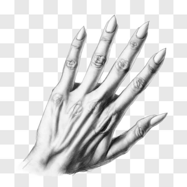 Download Black and White Drawing of a Woman's Hand with Long ...