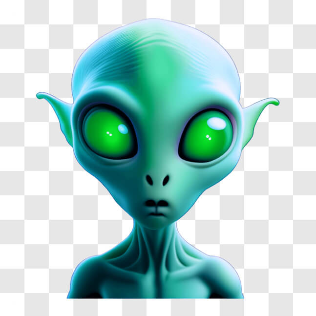 Download Green-eyed Alien in Dark Space PNGs Online - Creative Fabrica