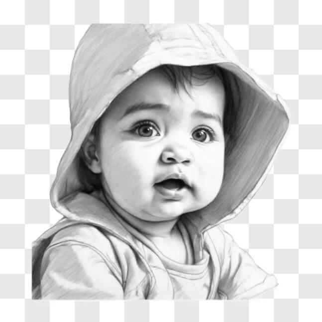 Download Black and White Pencil Drawing of a Baby Looking Up Sketches ...