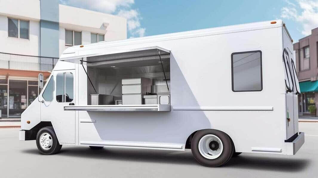 Download White Food Truck in Urban Setting Mockups Online - Creative ...