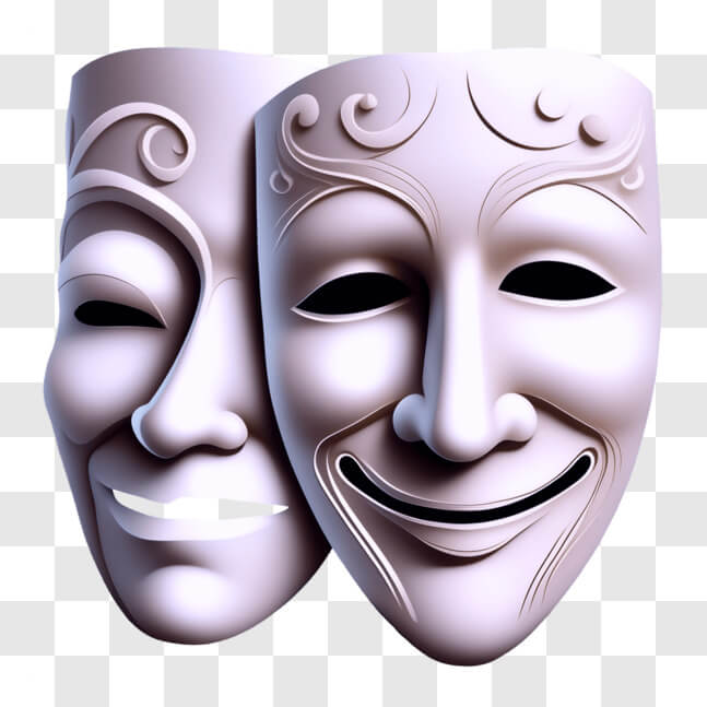 Download Two Theatrical Masks: Smiley and Expressionless Faces PNGs ...