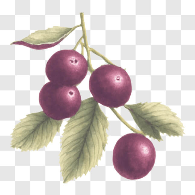 Download Fresh Plum-Colored Berries on a Tree Branch PNGs Online ...