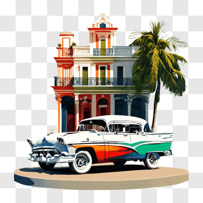 Download Vintage Car in Havana, Cuba PNGs Online - Creative Fabrica