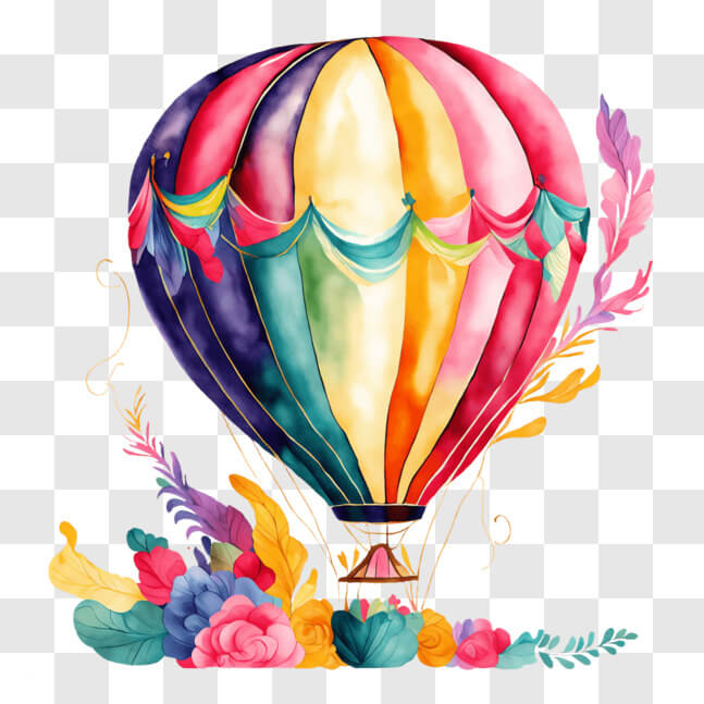 Download Colorful Hot Air Balloon Art Installation with Flowers and ...