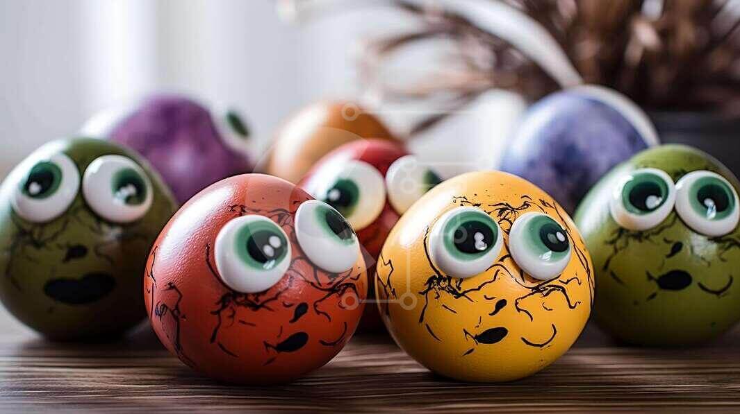 Smiling Easter Egg Faces stock photo | Creative Fabrica