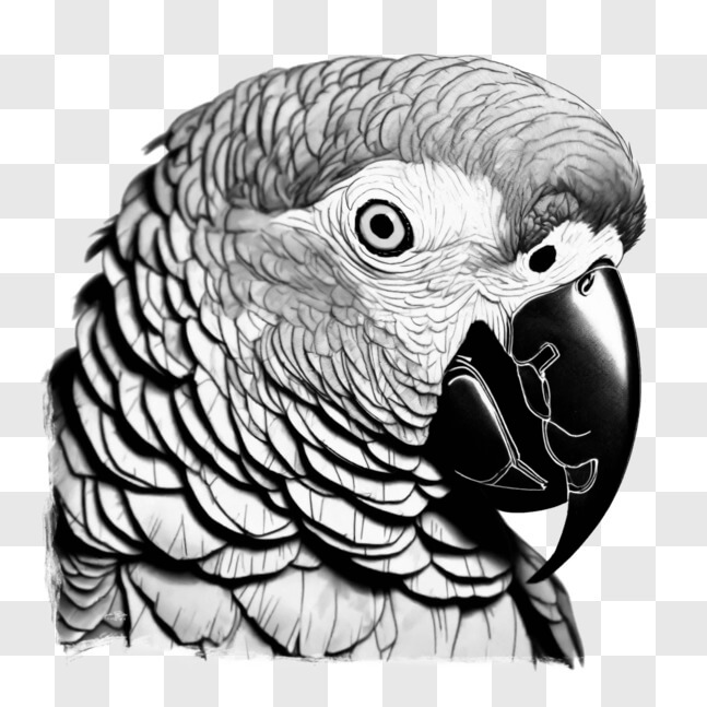 Download African Grey Parrot Black and White Drawing Sketches Online ...