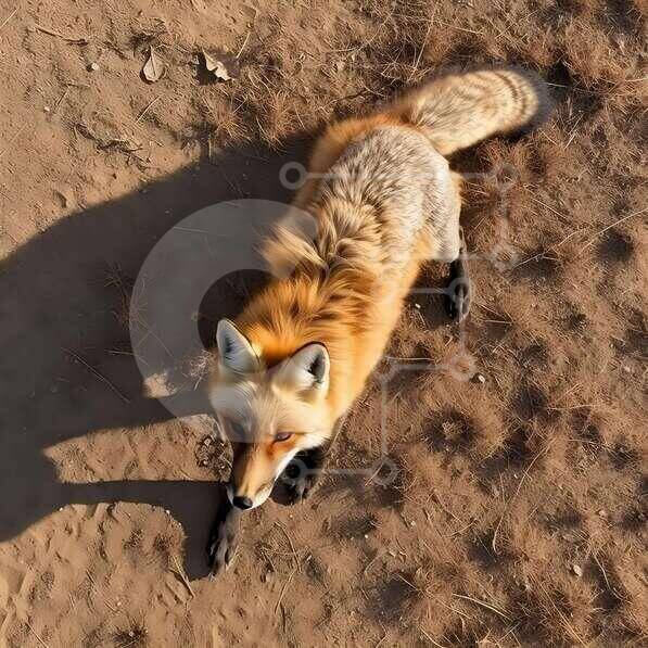 Curious Red Fox Looking Up from Ground stock photo | Creative Fabrica