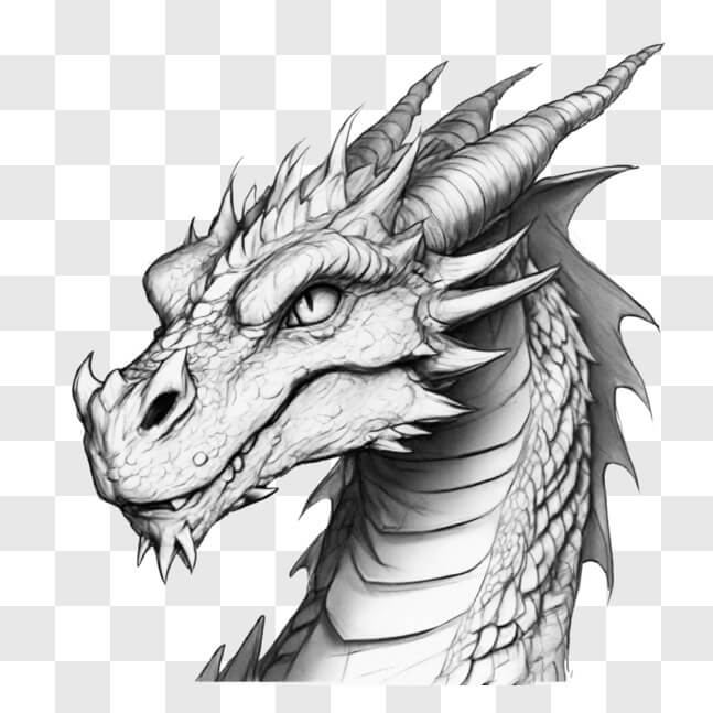 Download Detailed Black and White Dragon Head Drawing Sketches Online ...