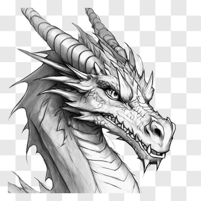 Download Black and White Dragon Head Drawing Sketches Online - Creative ...