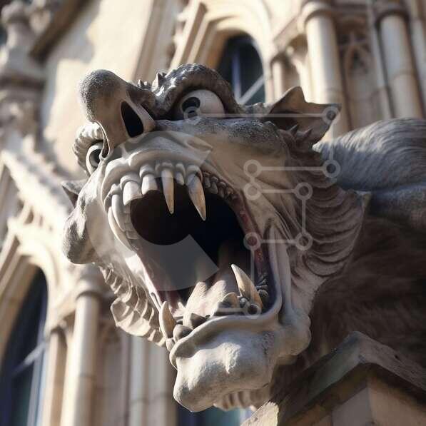 Gargoyle Statue on Old Building stock photo | Creative Fabrica