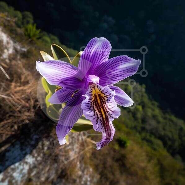 Beautiful Purple Orchid in Natural Habitat stock photo | Creative Fabrica