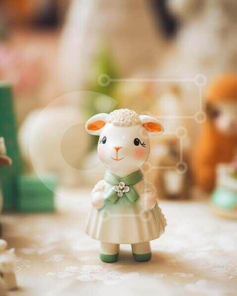 Adorable Sheep Figurine in Toy Collection stock photo | Creative Fabrica