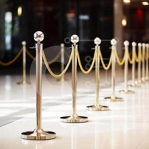 Gold Rope Barriers for Indoor Events and Conferences stock photo ...