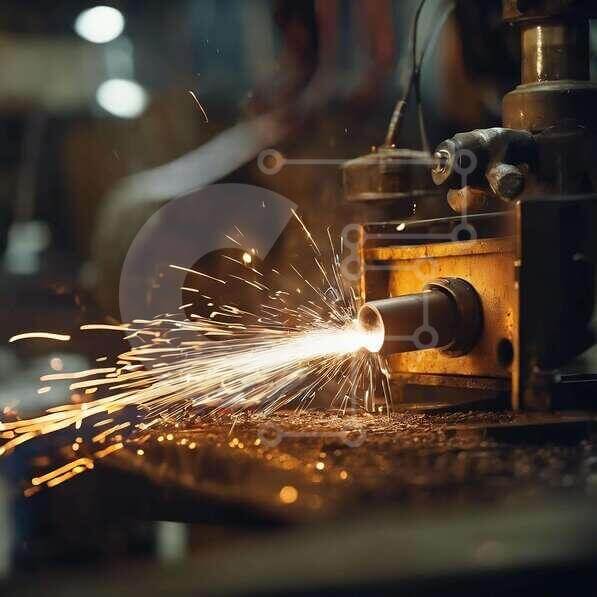 Metal Cutting Machine with Sparks in Industrial Setting stock photo ...