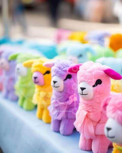 Adorable Colorful Stuffed Animals for Sale stock photo | Creative Fabrica