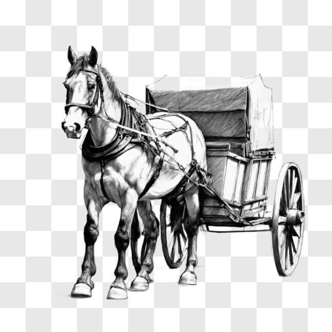 Descarga Dibujo en Blanco y Negro de Caballo y Carroza Bocetos En Línea ...