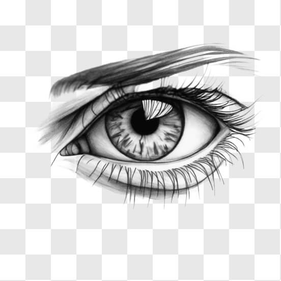 Download Black and White Pencil Drawing of Woman's Eye with Long Lashes ...