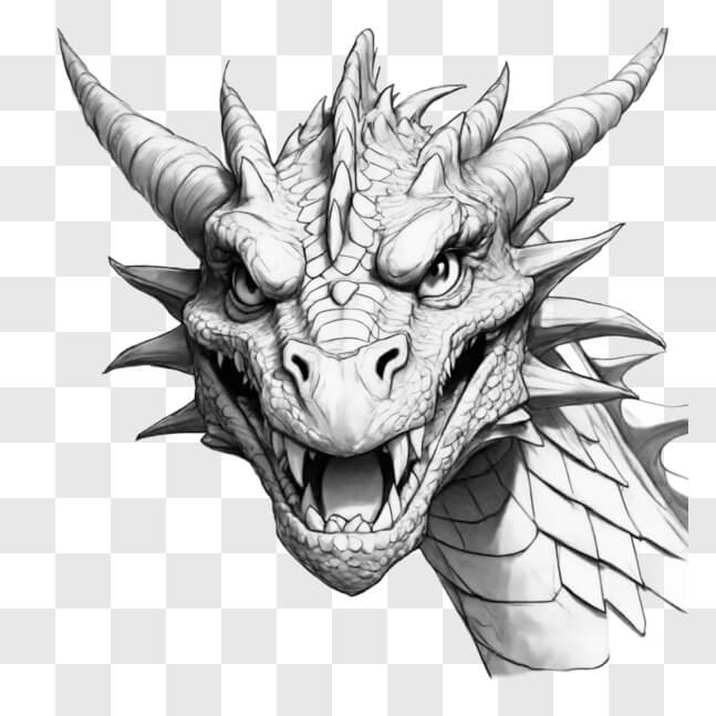 Download Black and White Dragon Head Drawing Sketches Online - Creative ...