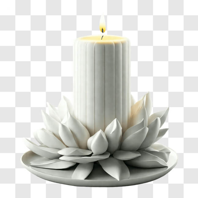 Download White Lotus Flower Ceramic Candle Holder on Elegant Black ...
