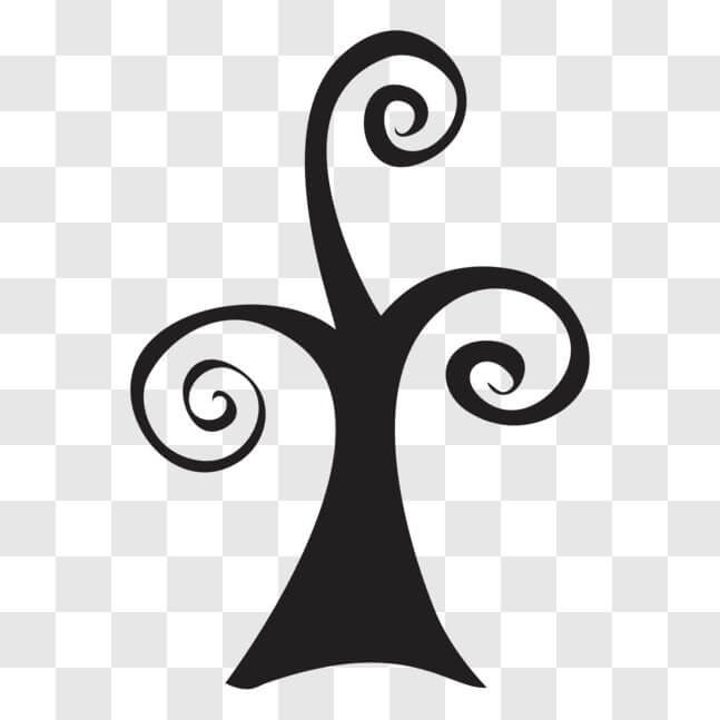 Download Decorative Black Spiral Tree Design PNGs Online - Creative Fabrica