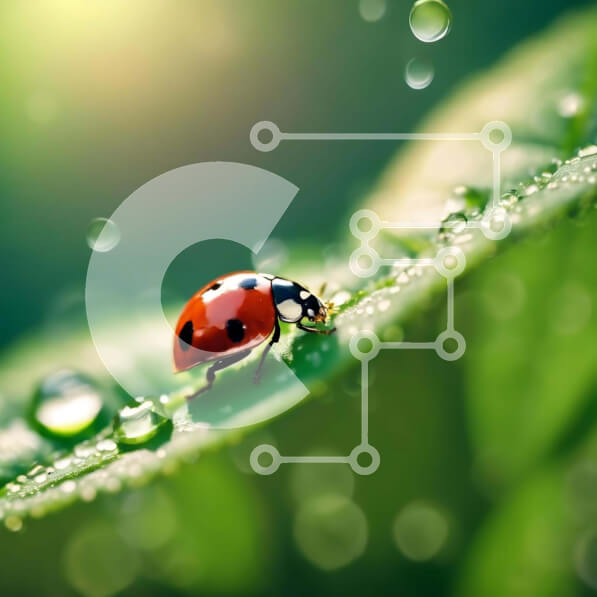 Beauty of Nature: Ladybug on Leaf with Water Droplets stock photo ...