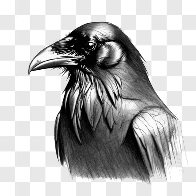 Descarga Dibujo de Cuervo Blanco y Negro con Pico Largo Bocetos En ...