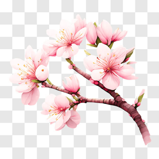 Download Blooming Pink Flowers on Tree Branch PNGs Online - Creative ...