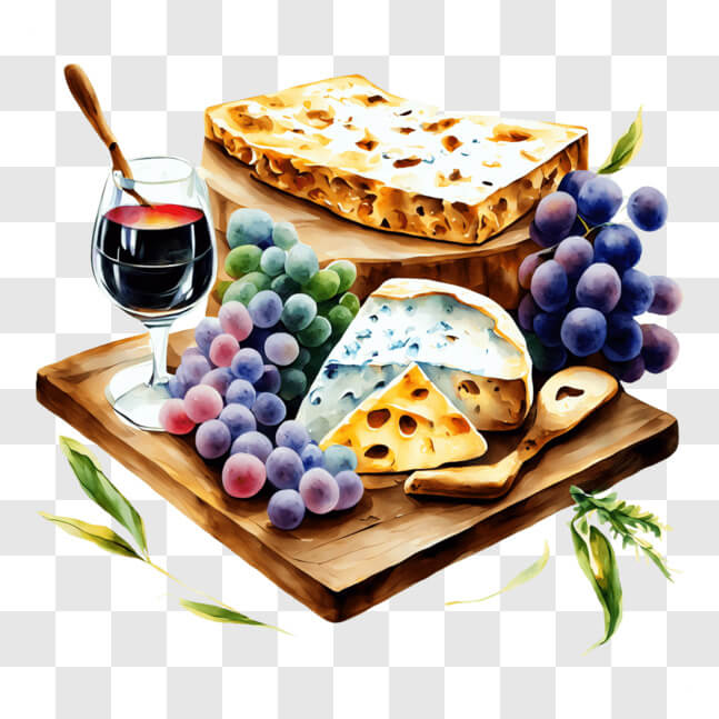 Download Assorted Cheese Board with Grapes and Wine PNGs Online ...