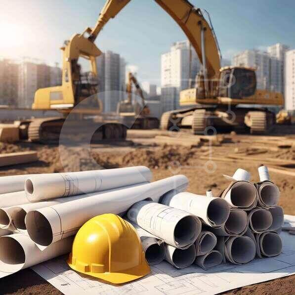 Construction Site with Various Construction Tools and Equipment stock ...