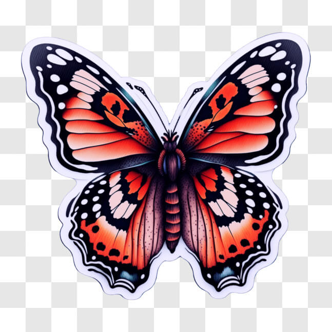 Download Traditional Butterfly Tattoo Sticker Design on Black ...