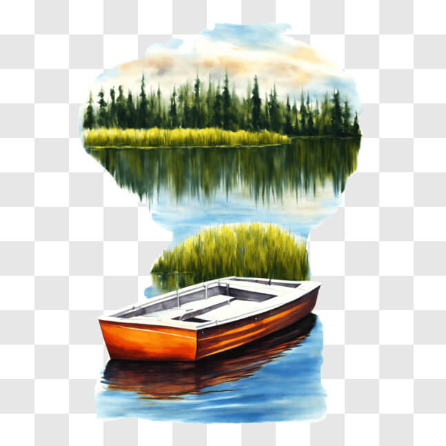 Download Scenic Painting of Wisconsin State with Lake and Boat PNGs ...