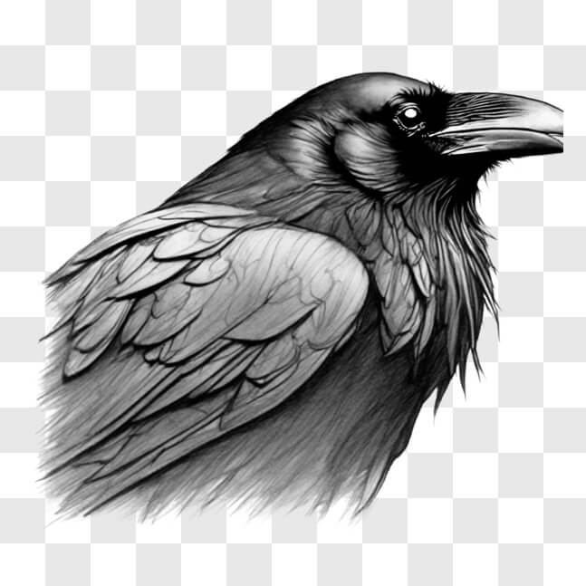 Download Gedetailleerde tekening van een raaf met open snavel Schetsen ...