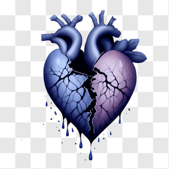 Download Broken Heart in Blue and Purple Colors PNGs Online - Creative ...