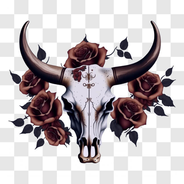 Download Bull Skull with Roses and Floral Elements PNGs Online ...