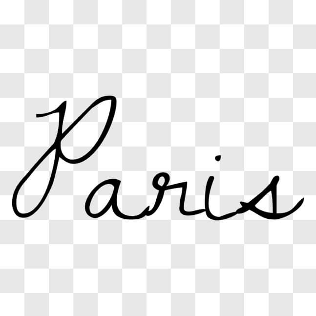 Download Paris in Cursive Handwriting in Black and White PNGs Online ...