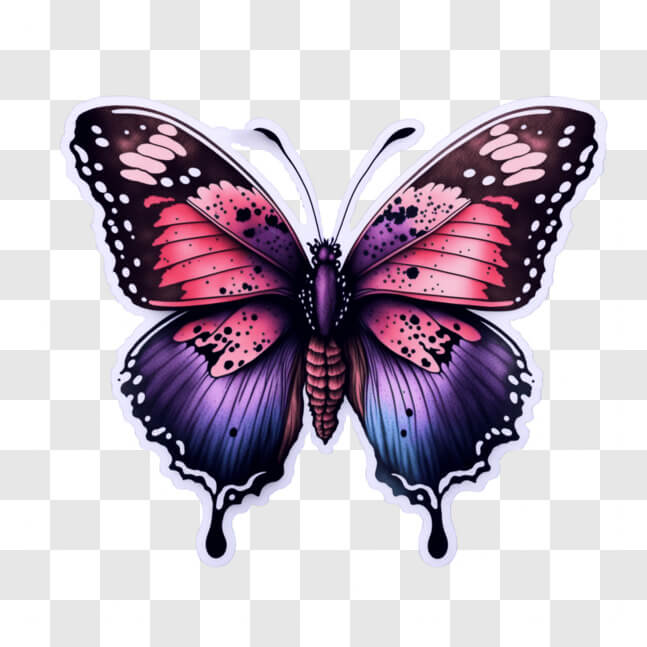 Download Colorful Butterfly Sticker on Black Background PNGs Online ...