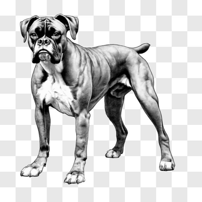 Download Black and White Drawing of a Boxer Dog Sketches Online ...