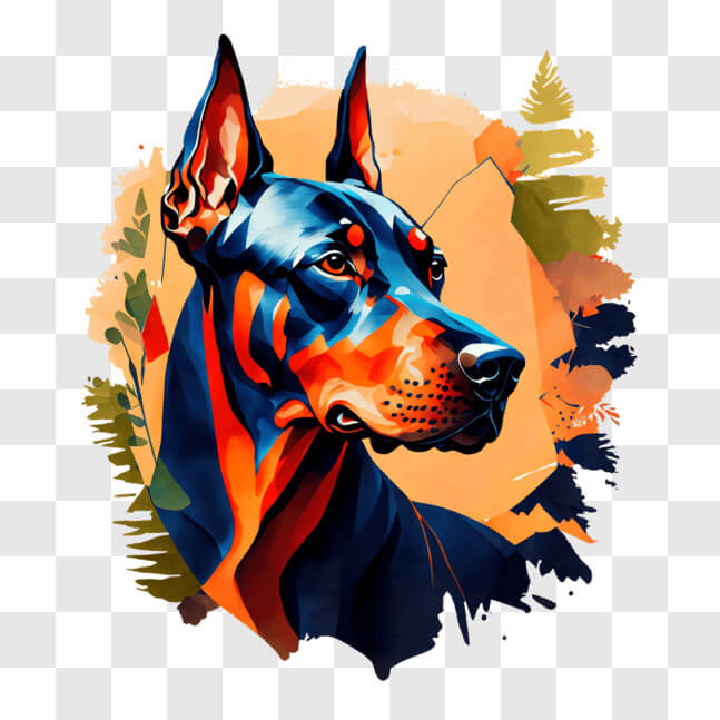 Download Abstract Doberman Dog Head Painting PNGs Online - Creative Fabrica