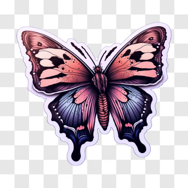 Download Colorful Butterfly Sticker on Black Background PNGs Online ...
