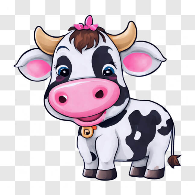 Download Cartoon Cow with Pink and White Horns Cartoons Online ...