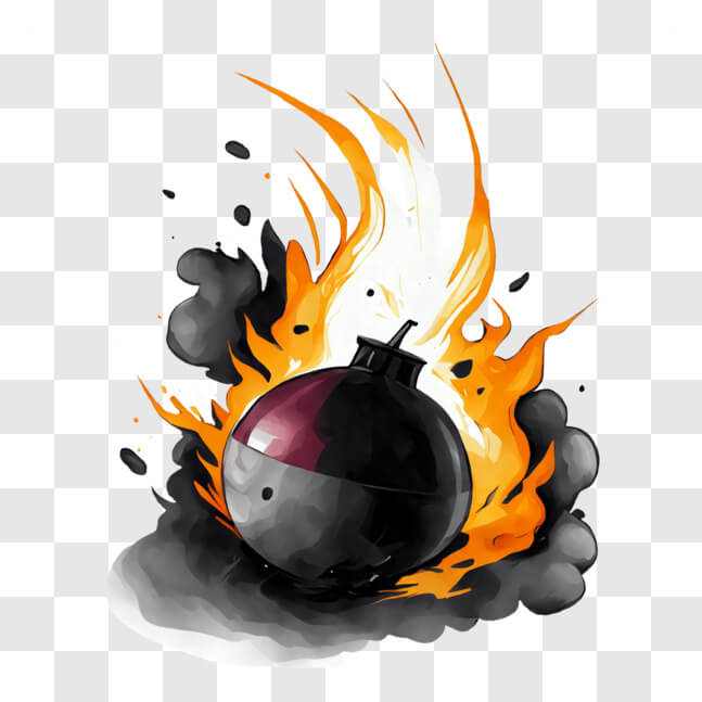 Download Exploding bomb in flames PNGs Online - Creative Fabrica
