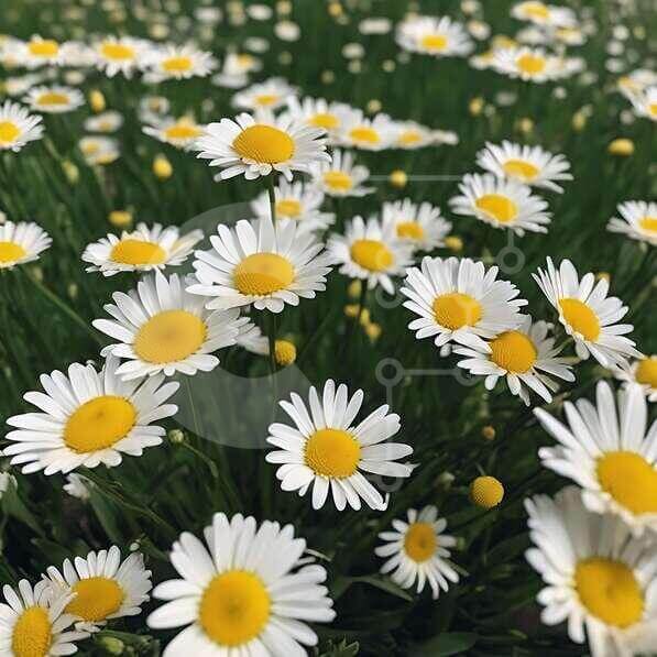 Beautiful Field of Daisies in Full Bloom stock photo | Creative Fabrica