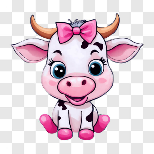 Download Cartoon Cow with Pink Bows on Black Background Cartoons Online ...