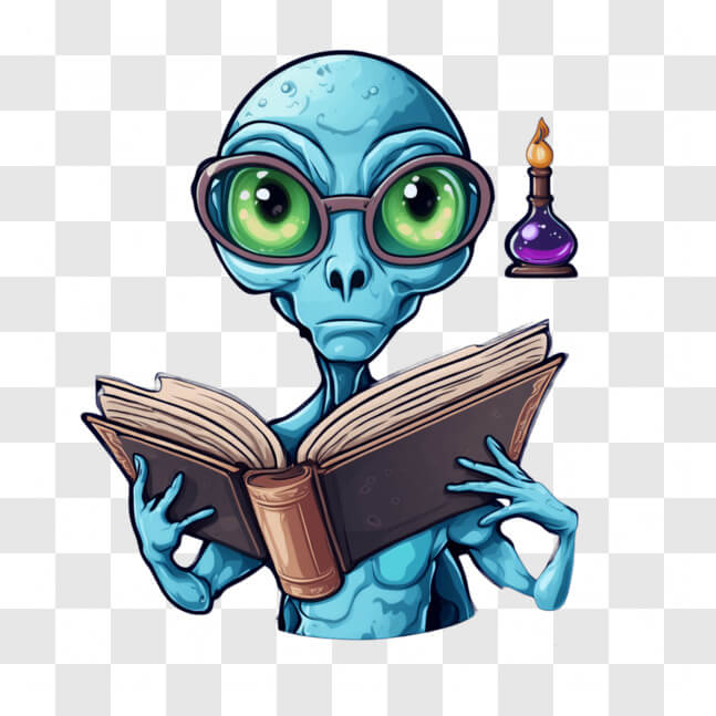 Download Intelligent Alien Reading a Book with Glasses in Space ...