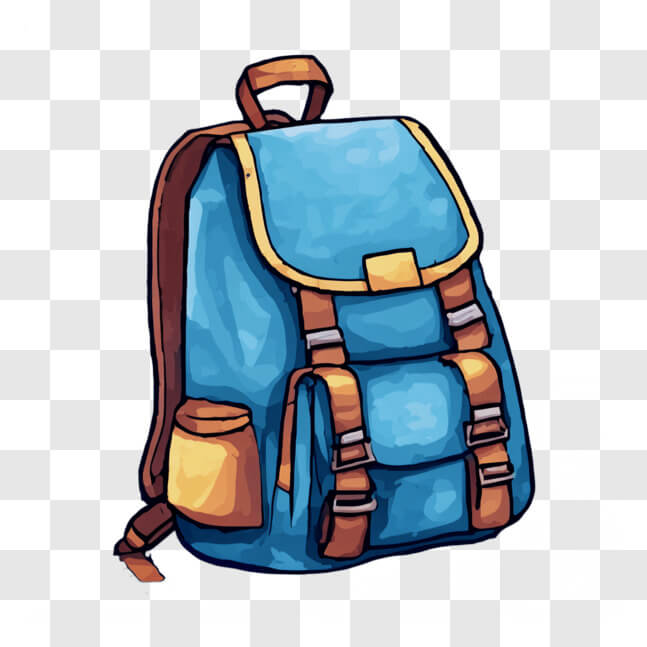 Download Blue Cartoon School Backpack with Brown Straps Cartoons Online ...